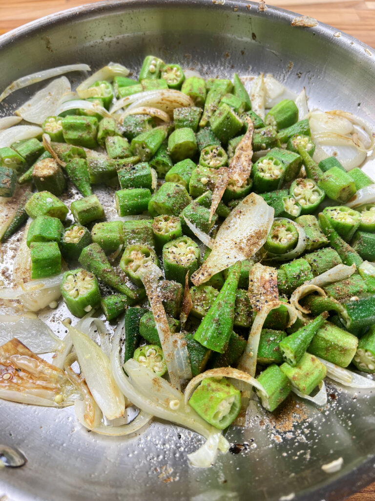 Sautéed Okra with Garlic Chili Sauce - Rana's Recipe